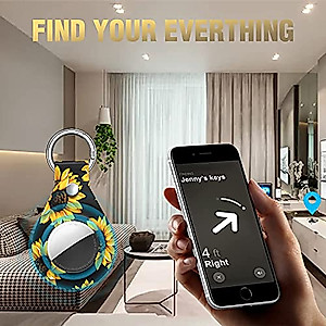 Maxjoy Compatible with AirTag Case, Sunflower Cute Protective Case with Anti-Lost Keychain Shockproof Scratch Resistant Skin Cover Designed for Apple AirTag Tracker Device Key Finder 2021, Flower
