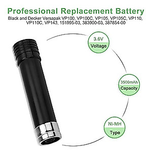 2 Pack 3.6V 3500mAh Replacement for Black and Decker Versapak Battery VP100 VP100C VP105 VP105C VP110 VP110C VP130 VP142 VP143 VP7240 Black and Decker Power Tools(Ni-MH Battery)