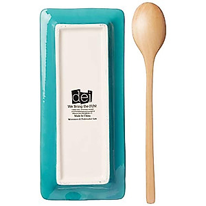 DEI Ceramic Spoon Rest, 8.74 x 3.86 x 1.06, Blue/Green
