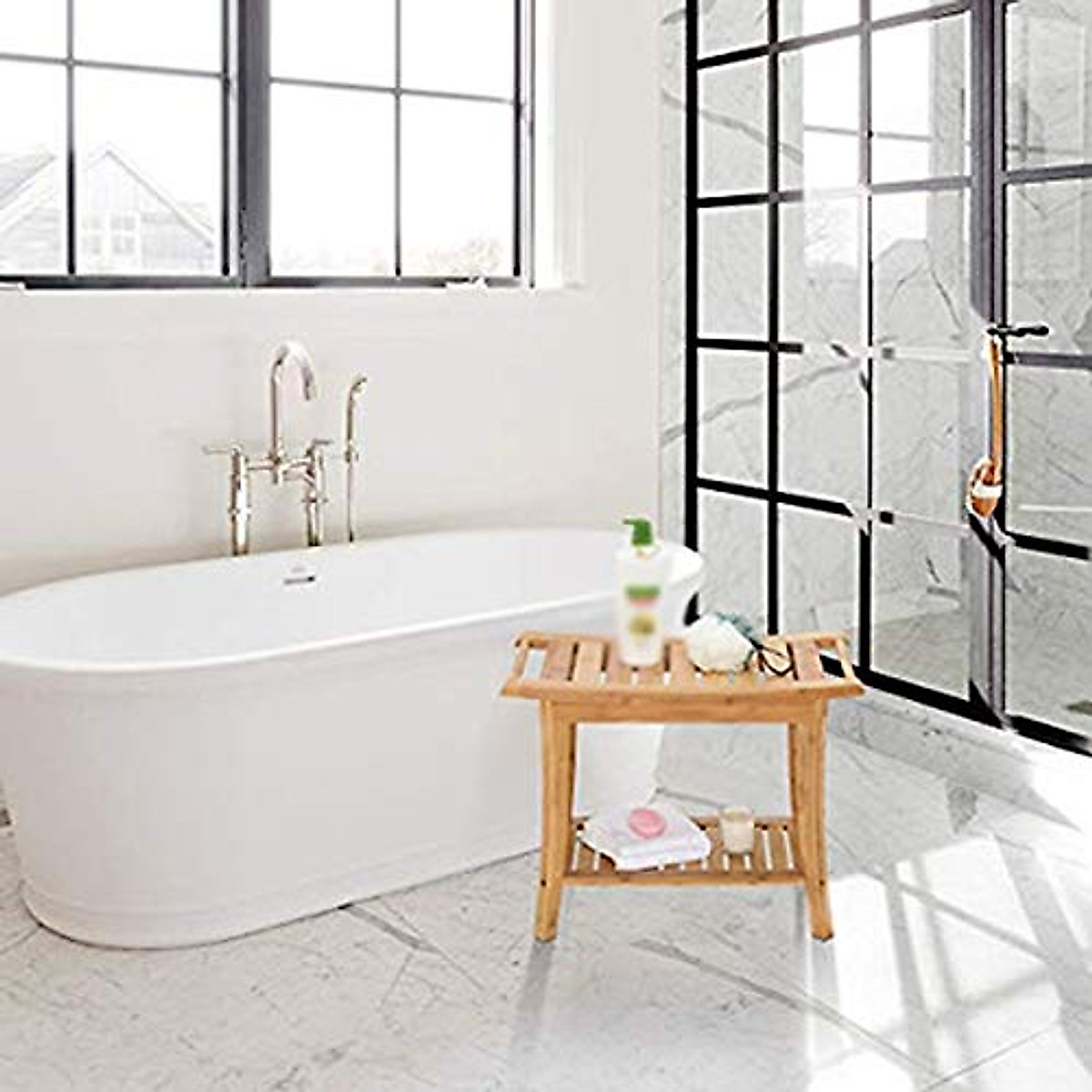 DOUBA Bathroom Shelf Multi-Function Bench Shower Seat Bench Bathroom Spa Bath Storage Storage Stool