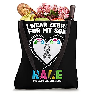 Rare Disease Awareness Shirt - I Wear Zebra for My Son Tote Bag