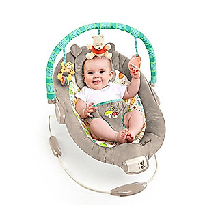 Bright Starts Winnie the Pooh Dots & Hunny Pots Baby Bouncer with Vibrating Infant Seat, Music & 3 Playtime Toys, 23x19x23 Inch