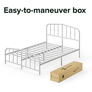Zinus Heidi Metal Platform Bed Frame / Steel Mattress Foundation / No Box Spring Needed / Easy Assembly, White, Full