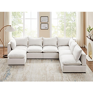 VANOMi Modular Sectional Sofa, 8 Seater Sleeper Sectional Sofa Modular Sectional Couch for Living Room, Sleeper Set-L