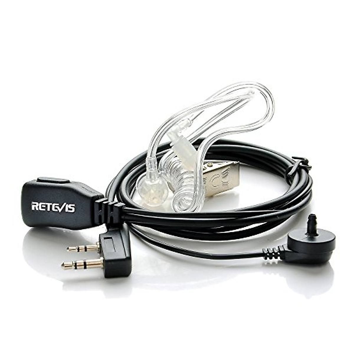 Retevis 2 Pin PTT Mic Covert Acoustic Headset Compatible with Kenwood PUXING Baofeng UV-5R UV-5RA 888S Retevis RT22 RT21 H777 (1 Pack)