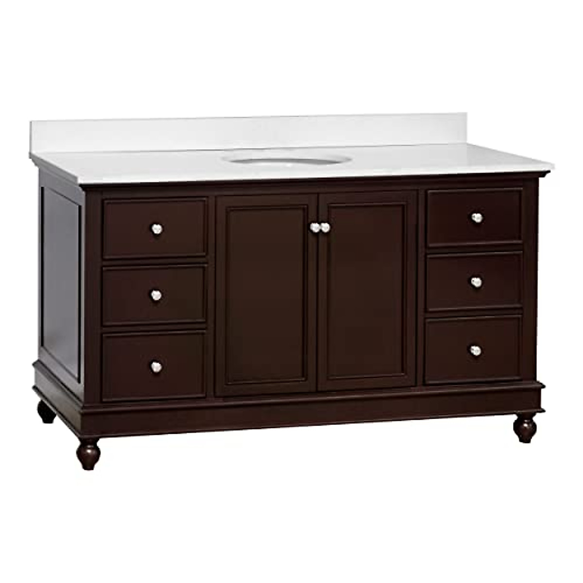 Kitchen Bath Collection Bella 60-inch Single Bathroom Vanity (Chocolate/Quartz): Includes Chocolate Cabinet with Stunning Quartz Countertop and White Ceramic Sink