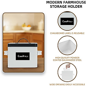 LF LIKEFAIR Kitchen Canisters for Countertop Set of 2 with Customizable Chalkboard Labels & Marker Pen - Iron Kitchen Canisters with Lids - Canisters Sets for the Kitchen - White Kitchen Canister Set