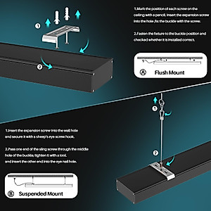 TychoLite 4FT Led Wraparound Shop Lights, 50W 6000LM 5000K, Compact Black 4 Foot LED Flush Mount Light Fixture for Office Kitchen Garage Shop, Hanging/Surface Mount, Plug and Play, 6 Pack