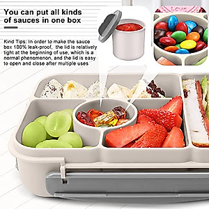 Dagugu Lunch Box Kids,Bento Box Adult Lunch Box,Lunch Box Containers for Adults/Kids/Toddler,5 Compartments Bento Lunch Box with Leakproof Sauce Vontainers,Microwave/Dishwasher/BPA Free(white)