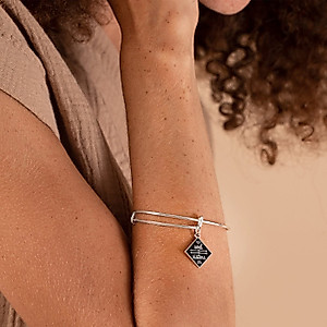 Alex and Ani Soul Sisters Expandable Bangle Bracelet for Women, Friendship Inscription Charm, Shiny Silver Finish, 2 to 3.5 in