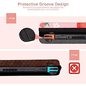 Lokigo Carrying Case for Nintendo Switch/Switch OLED, Pink Nintendo Switch Case for Girls Boys, Portable Shockproof Switch Bag w/20 Game Card Slots for Switch Console Joy-Con & Accessories, Pink