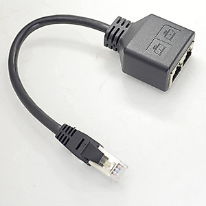 LYMGS RJ45 Ethernet Cable Splitter Network Adapter, NOT Router, 1 Male to 2 Female LAN Ethernet LAN Network Extension Splitter Cable 8-Pin Adaptor with 145mm Line