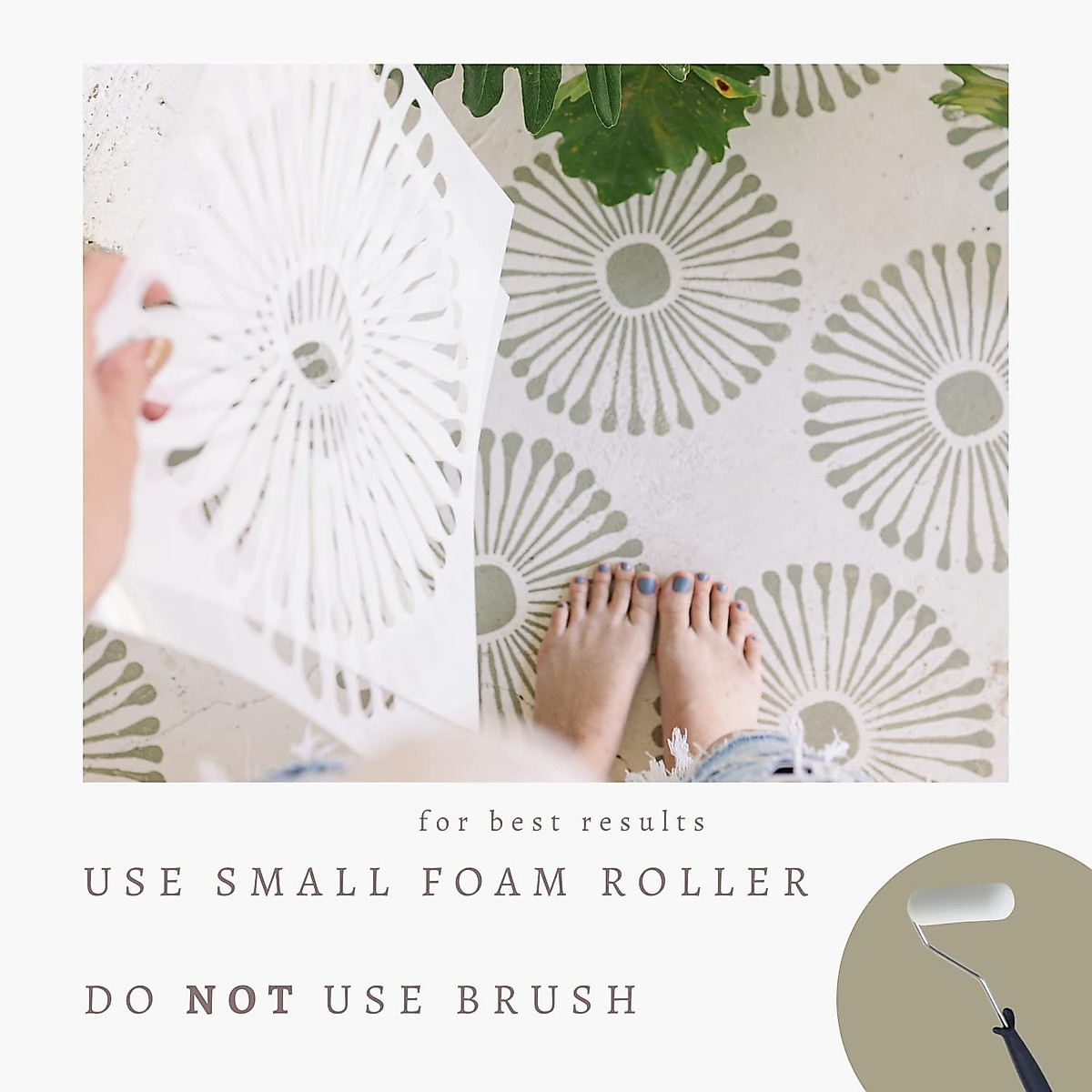 Reusable Tile Stencil 12x12 (2 Pack) | Large Floor Stencils for Painting Floors 12x12 | Wall Stencils for Painting | Concrete Stencils for Patio | Boho Stencil | Paint Stencils for Walls and Floors