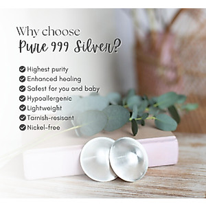 Cradle & Grace Pure 999 Silver Nursing Cups & Carrying Case | Silver Nipple Covers Breastfeeding Kit for All-Natural Healing | Silver Nipple Shields for Nursing Moms | Sore Nipple Relief Breastfeeding