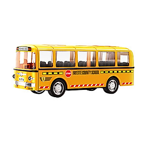 Geyiie School Bus Toys, Die-Cast Metal City Cars for Boy Girls Kids