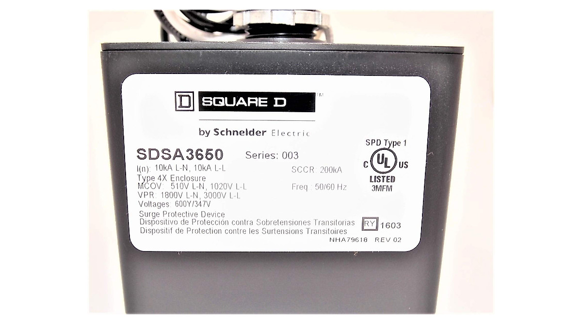 Schneider Electric Load Center Surge Arrestor 3Ph SDSA3650 | 40Ka Max