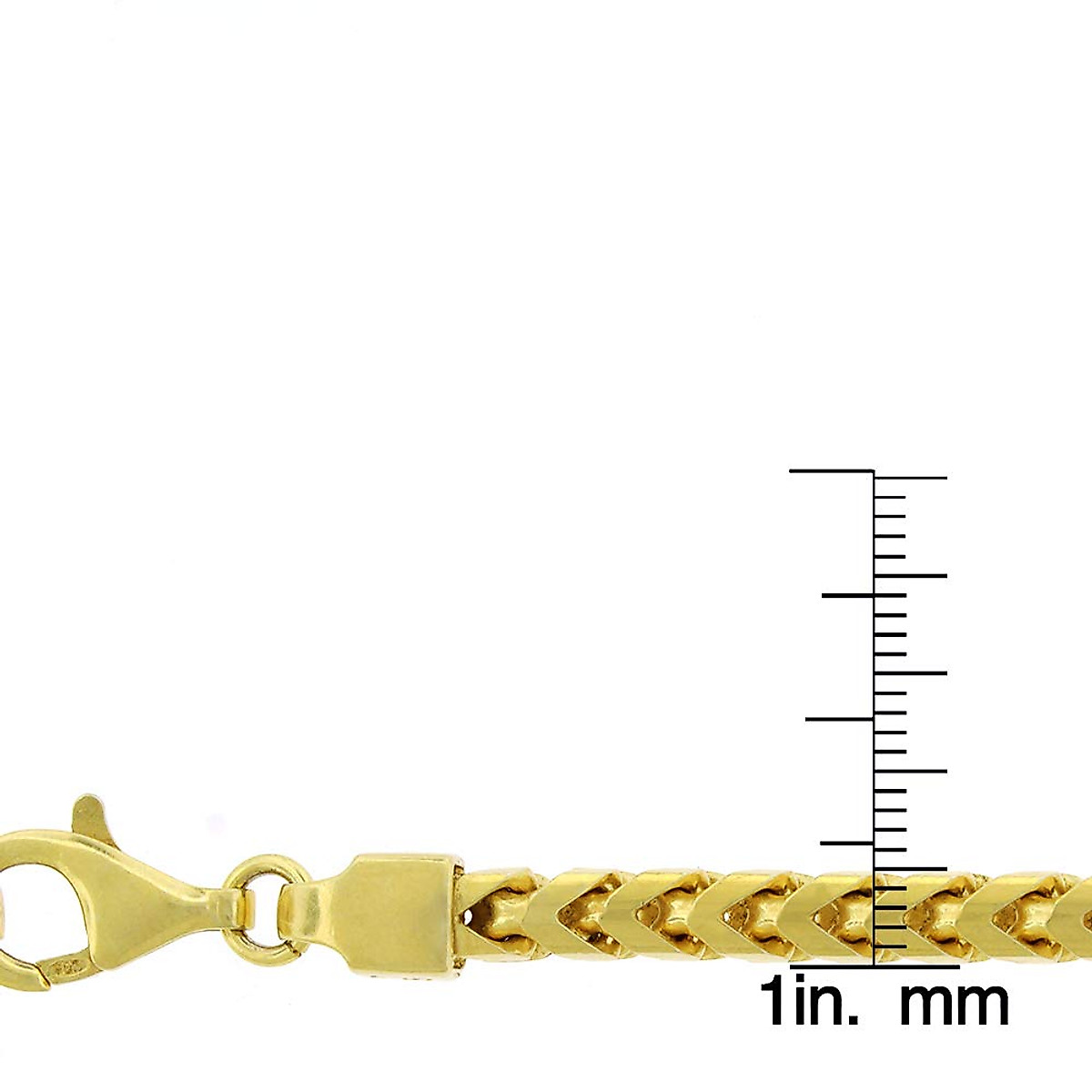 Giorgio Bergamo 925 Italian Sterling Silver 5mm Solid Franco Chain, Yellow Gold Plated Square Box Link Necklace, (30)