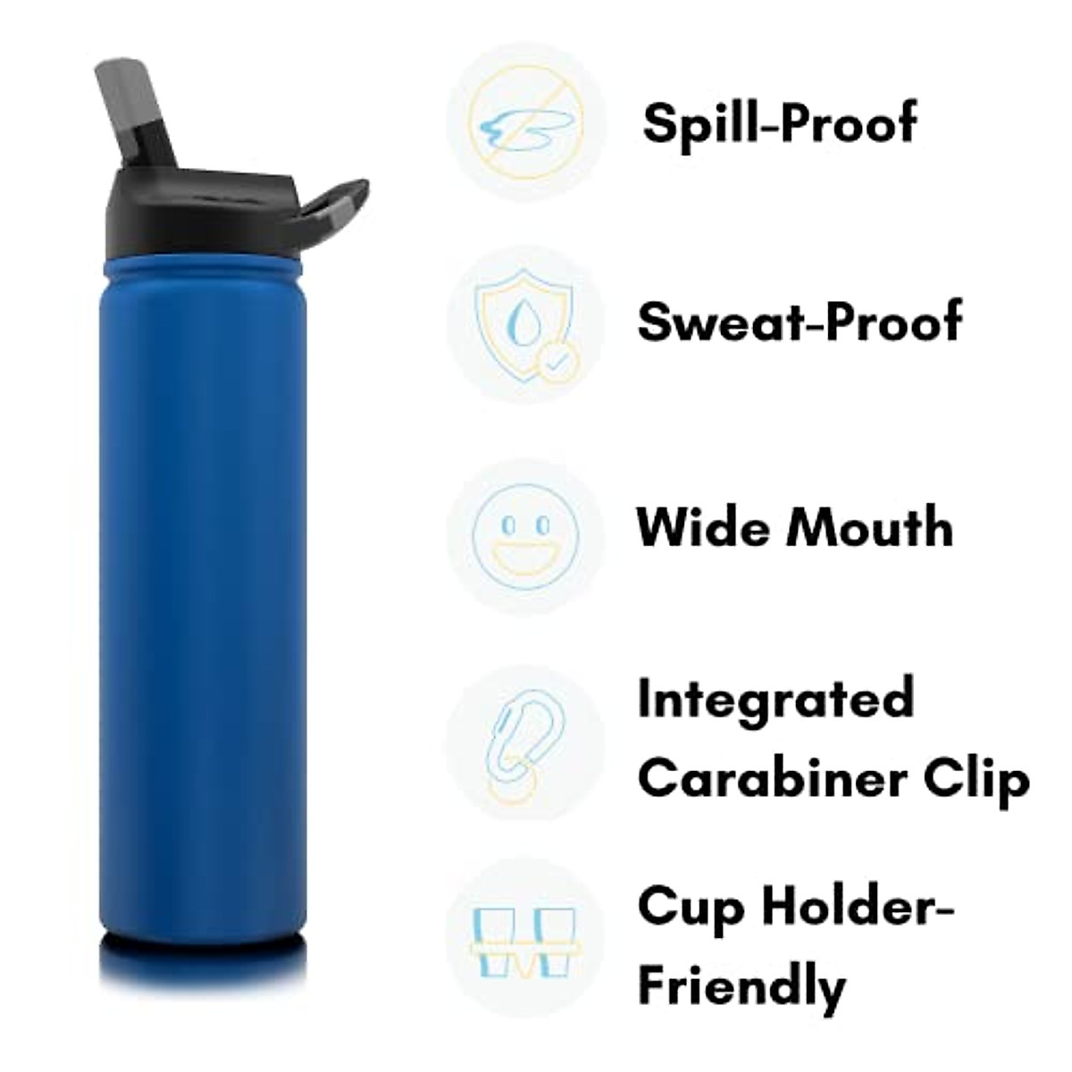 Seriously Ice Cold SIC 27oz Insulated Water Bottle Thermos, Premium Triple Layer Vacuum Stainless Steel, BPA Free Wide Mouth Lid with Carabiner Clip