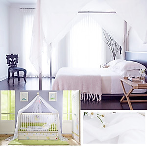 NICETOWN White Sheer Window Scarf 216 inch Extra Long, Soft Voile Textured Bed Canopy Scarf Curtains for Event Designs/Home Decor, 60 inches Wide, Set of 2