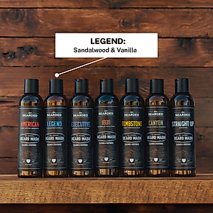 Live Bearded Beard Wash, 8 fl oz - Water-Based Face Cleanser with All-Natural Ingredients for a Gentle, Deep Clean - Made in the USA | Legend Scent - Sandalwood, Vanilla
