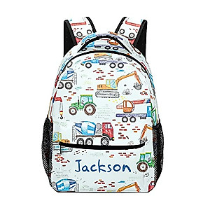 Eiis Construction Tractor Excavator Personalized School Backpack for Kid-Boy /Girl Primary Daypack Travel Bookbag, One Size, P22889