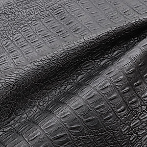 Vinyl Leather Fabric Crocodile Pattern Marine Waterproof Material 36" L×54" W Marine Vinyl Synthetic Leather Sheets 0.5mm Thick for Upholstery Crafts, Automotive/Boat, Cushion, DIY Sewing - Black