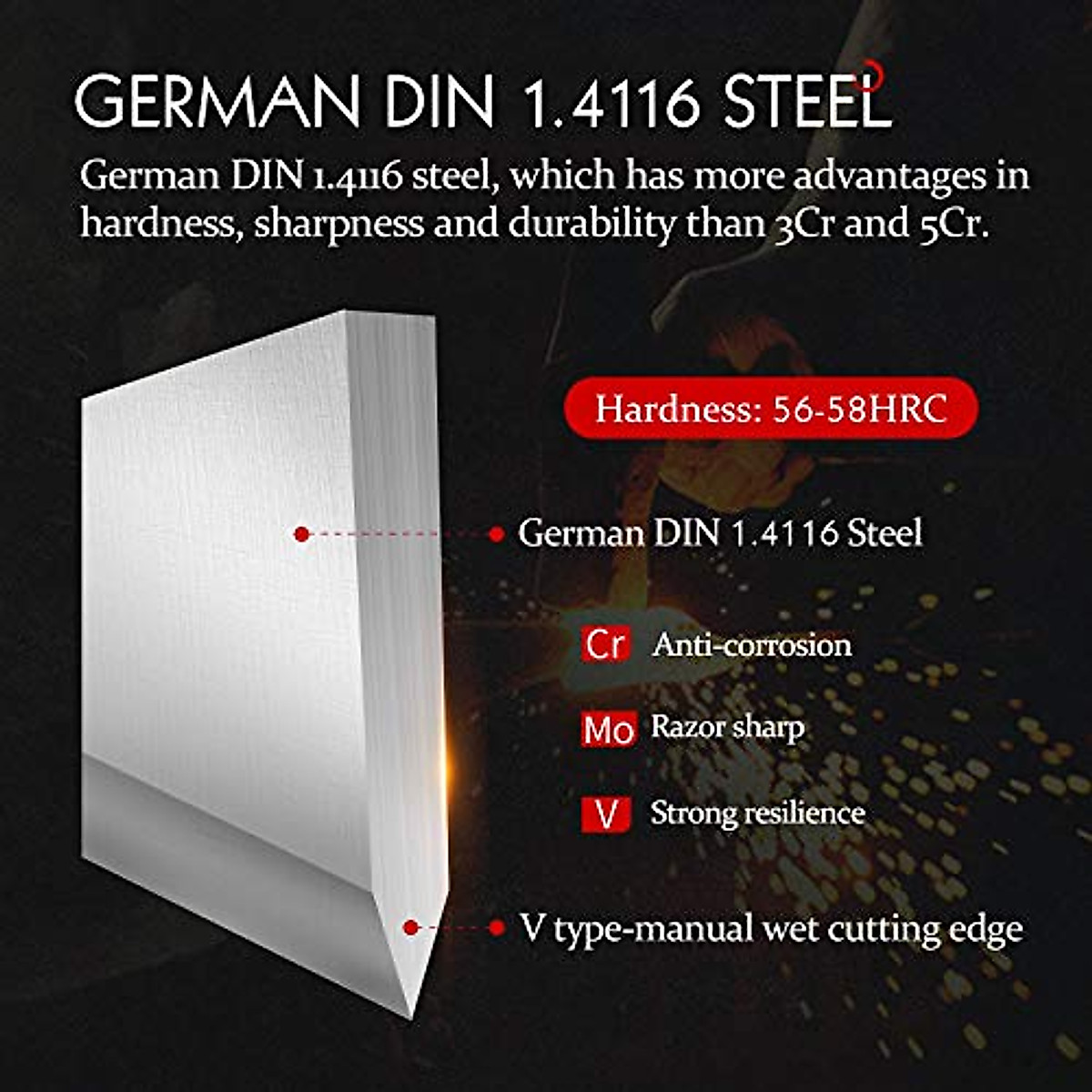 HEZHEN Stainless Steel Slicer Knife,German Steel Carving Knife, Pakka Wood Handle with Gift Box