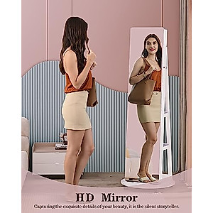 HWB Full-length mirror Jewelry Cabinet Standing with Lights 6297 (White 2)