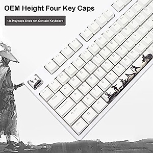 4Pcs Custom Keycaps, Space, ESC, Enter and Numpad Enter Keys Comfortable Feel Color Lasting Cartoon Pattern DIY PTB Keycaps for DIY Mechanical Keyboards（Knight ）
