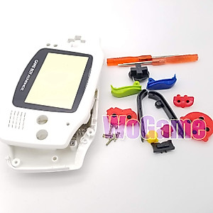 Full Housing Case Cover Housing Shell Replacement for Game boy Advance GBA Shell Case with Buttons Kit (White with Colorful Buttons)