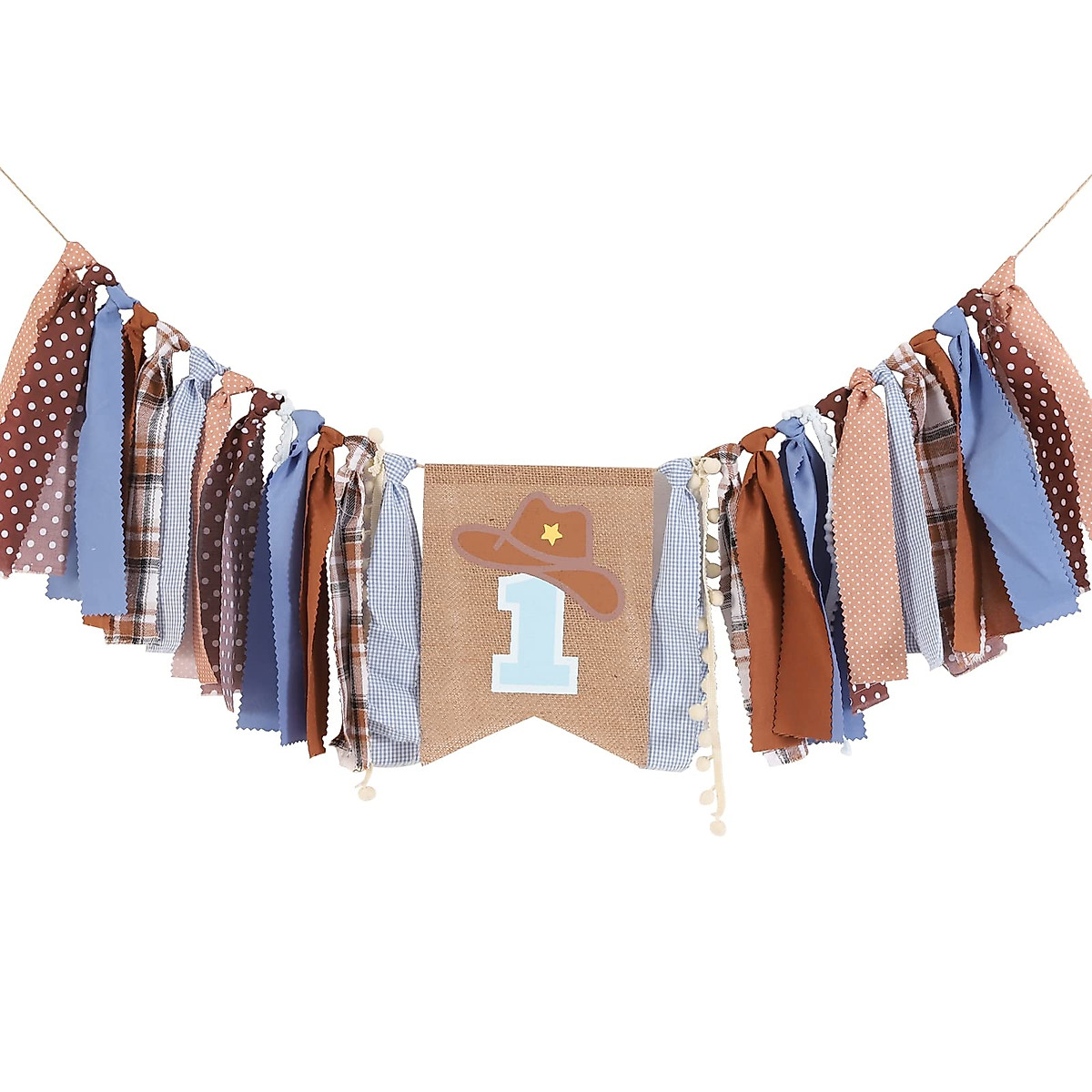 1st Birthday High Chair Banner - Cowboy Rodeo for Party Fabric Decor,Cake Smash Baby Shower,Backdrop Garland for photo props