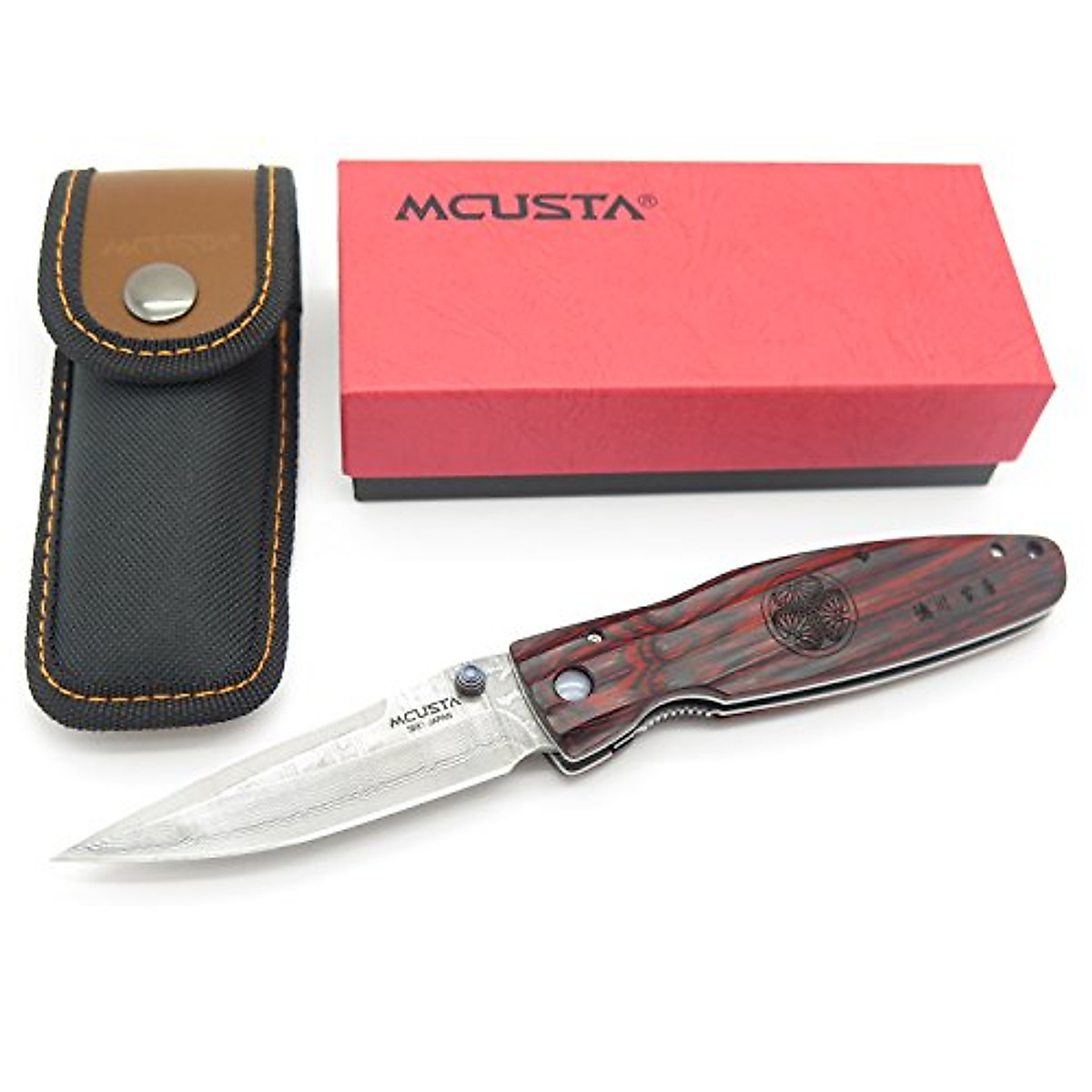 Mcusta Seki Japan Leyasu MC-183D Red Shogun VG-10 Damascus Folding Hunter Knife