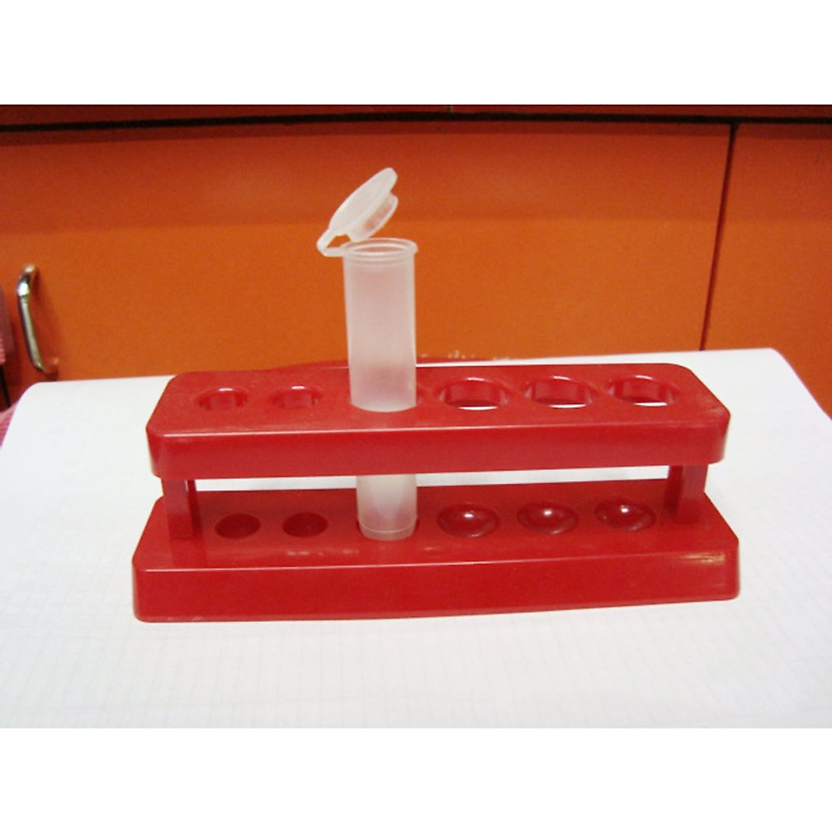 Plastic Test Tube Rack,1pc Test Tube Holder 6 Holes Laboratory Test Tube Rack Holder Red Stand Burette Stand Shelf for Test Tubes
