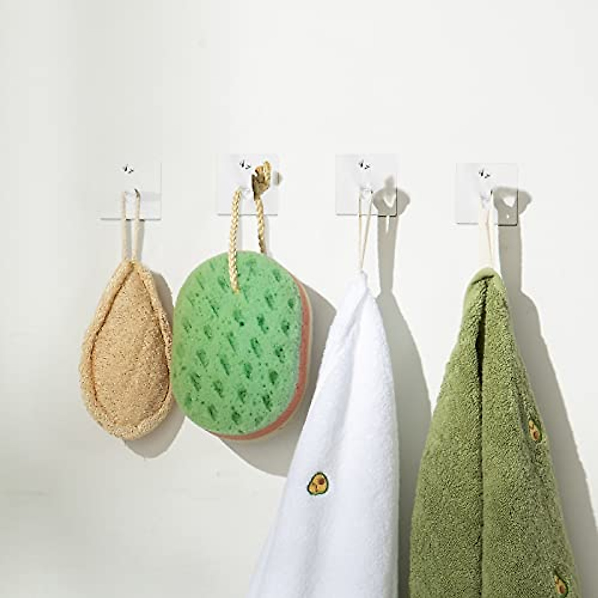 Jetec 12 Pieces Coat Hooks Acrylic Wall Mounted Hooks Hat Rack Robe Hook Single Organizer Adhesive Clear Wall Hooks Decorative Hooks for Clothes, Hat, Towels Hanger