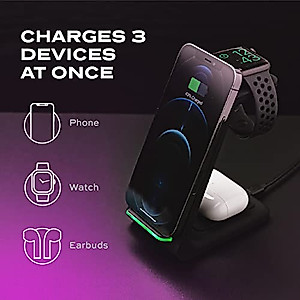 Statik 3 in 1 Wireless Charger Wireless Charging Station Compatible with iPhone iWatch AirPods 10W Fast Charging Qi Wireless Charger for Samsung Phone