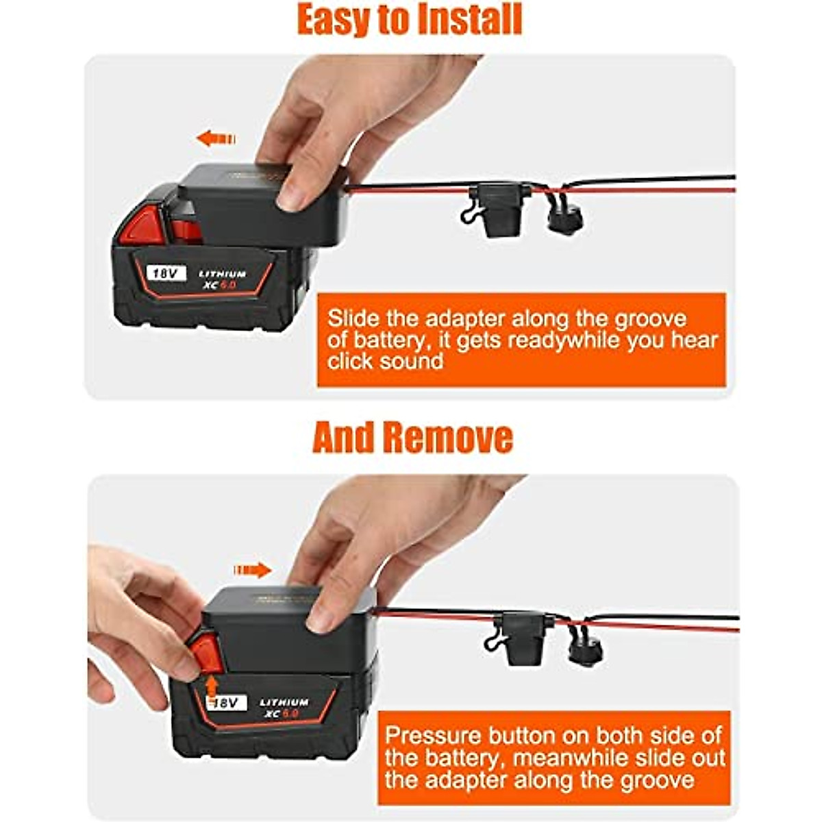 Power Wheels Battery Adapter Compatible with Milwaukee M-18 Battery 1pack, Great Power Convertor for Robotics, RC Toys and Work Lights