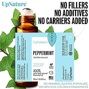 Peppermint Essential Oil Roll On - Topical Peppermint Oil - Relieves Head Tension, Pregnancy Essentials, Reduces Stress & Soothes Aches- Premium Quality, Therapeutic Grade Aromatherapy Oil