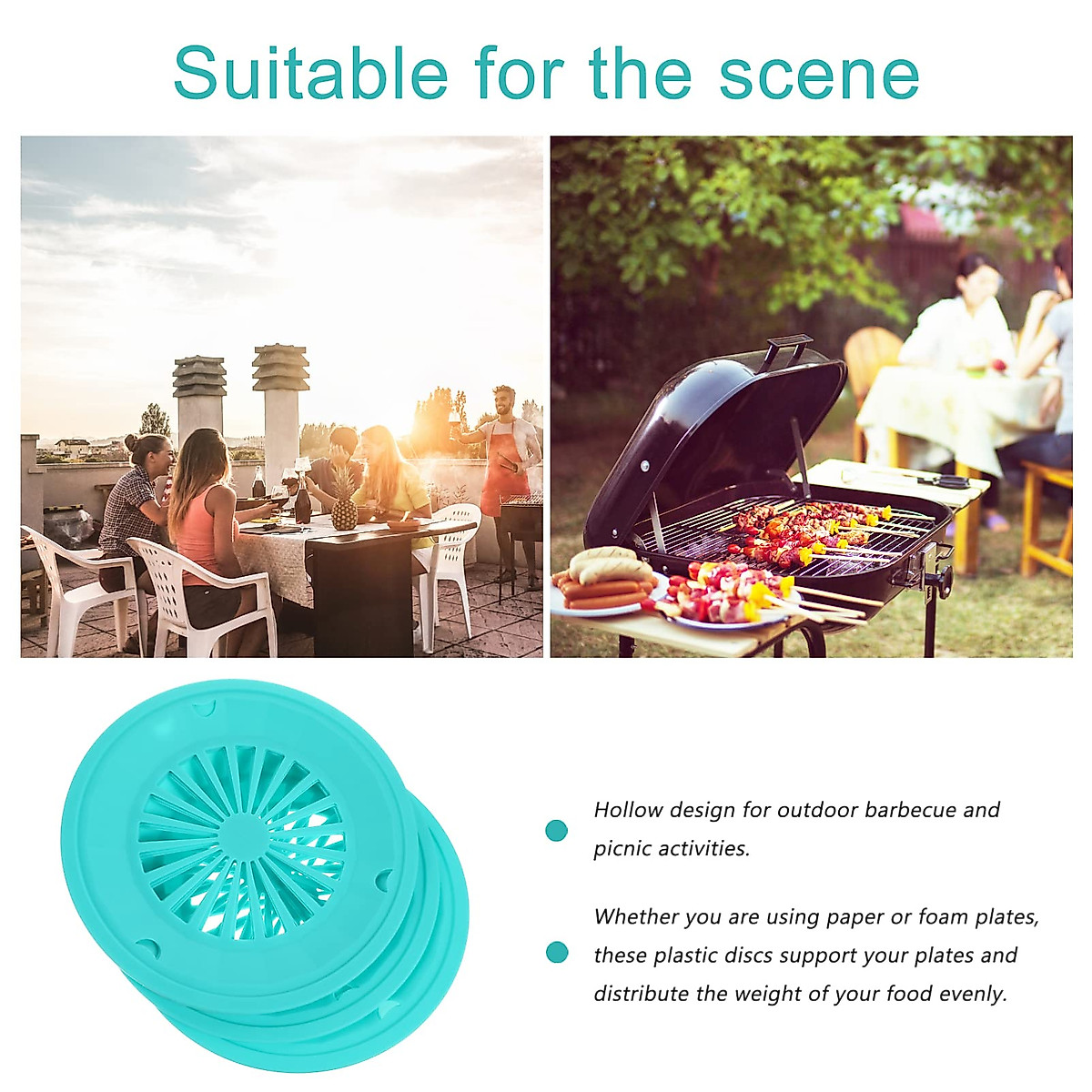 Cabilock 10Pcs Reusable Plastic Paper Plate Holders Round Paper Plate Trays Barbecue Plate Support Dinnerware for Outdoor Picnic Supplies (Mixed Color)