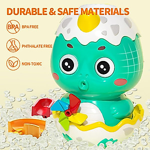 Pupu Pig Baby Bath Toys | Dinosaur Bathtub Toy & DIY Wall Track Building Sets | Tub Toys Water Activity Sensory Bath Toys for Toddlers Babies Preschool Shower Gifts - 23 PCS