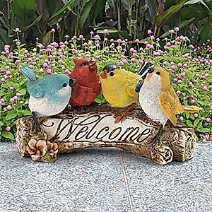 Design Toscano QM223531 Birdy Welcome Sign Garden Bird Statue, 4. 5" Wx10. 5" Dx5 H, Multicolored