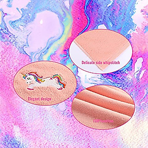Quera 2 Pack Unicorn Hand Towels 100 Percent Cotton Embroidered Premium Luxury Cute Decor Bathroom Decorative Dish Set for Drying, Cleaning, Cooking,Girls Kids Gift 13.7'' x 29.5'',White,Pink,Rainbow