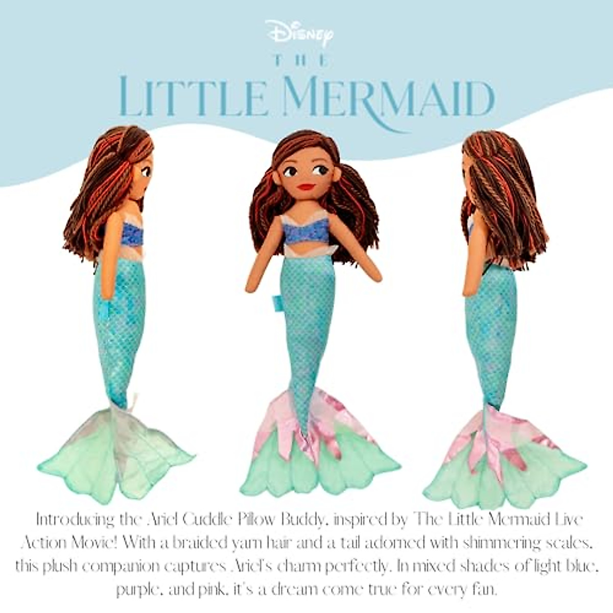 Franco The Little Mermaid Super Soft Plush Cuddle Pillow Buddy, (Official Licensed Product), Ariel