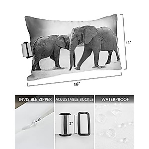Recliner Head Pillow Ledge Loungers Chair Pillows with Insert Wild Animal Elephant Gray Lumbar Pillow with Adjustable Strap Outdoor Waterproof Patio Pillows for Couch Beach Pool Office Chair, 2 PCS
