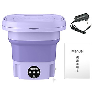 8L Large Capacity Portable Washing Machine Foldable Mini Washing Machine Half Automatic Small Washer for Baby Clothes|Underwear or Small Items-Apartments, Dorm, Camping, RV Travel laundry Purple