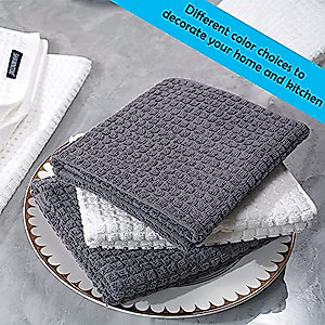 8Pack Kitchen Dish Towels ,100% Cotton Dish Cloths, Super Soft,Super Absorbent and Quick Drying Anti Odor,Very Suitable for Kitchen Cooking and Cleaning Kitchenware Washing,Drying Dishes (Gray)