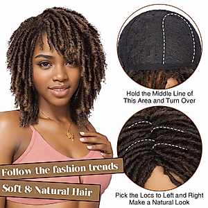 HANNE Dreadlock Wig Short Twist Wigs for Black Women and Men Afro Curly Synthetic Wig Faux Locs Braided Crochet Hair Wig (1B/30#)