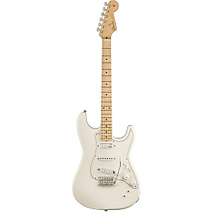 Fender EOB Stratocaster Electric Guitar, Olympic White, Maple Fingerboard