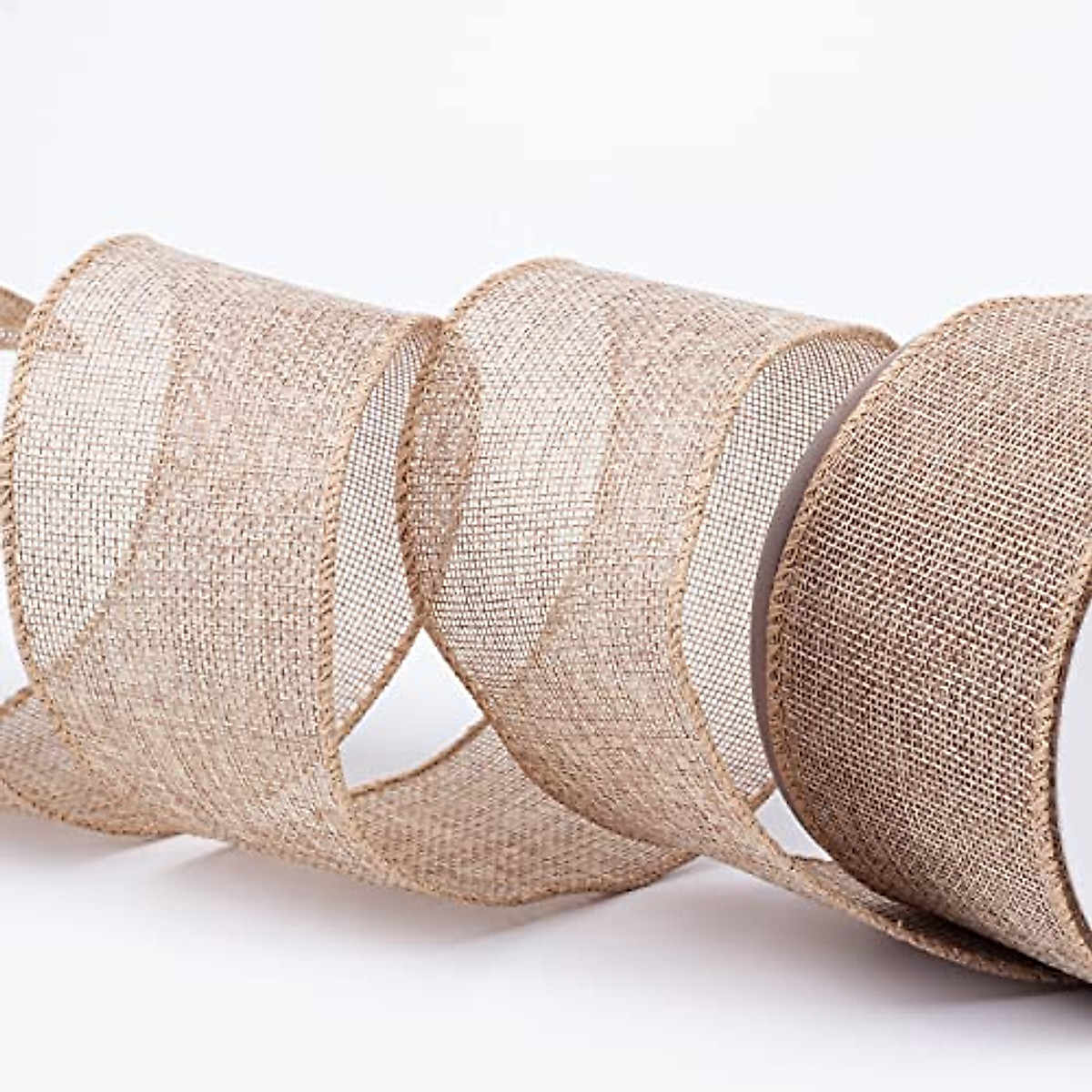 NOYI TRAXD Solid Wired Edge Ribbon Cross Royal Burlap Ribbon for Gift Wrapping Home Decor (Burlap, 2.5" x 10 Yards (30 feet))