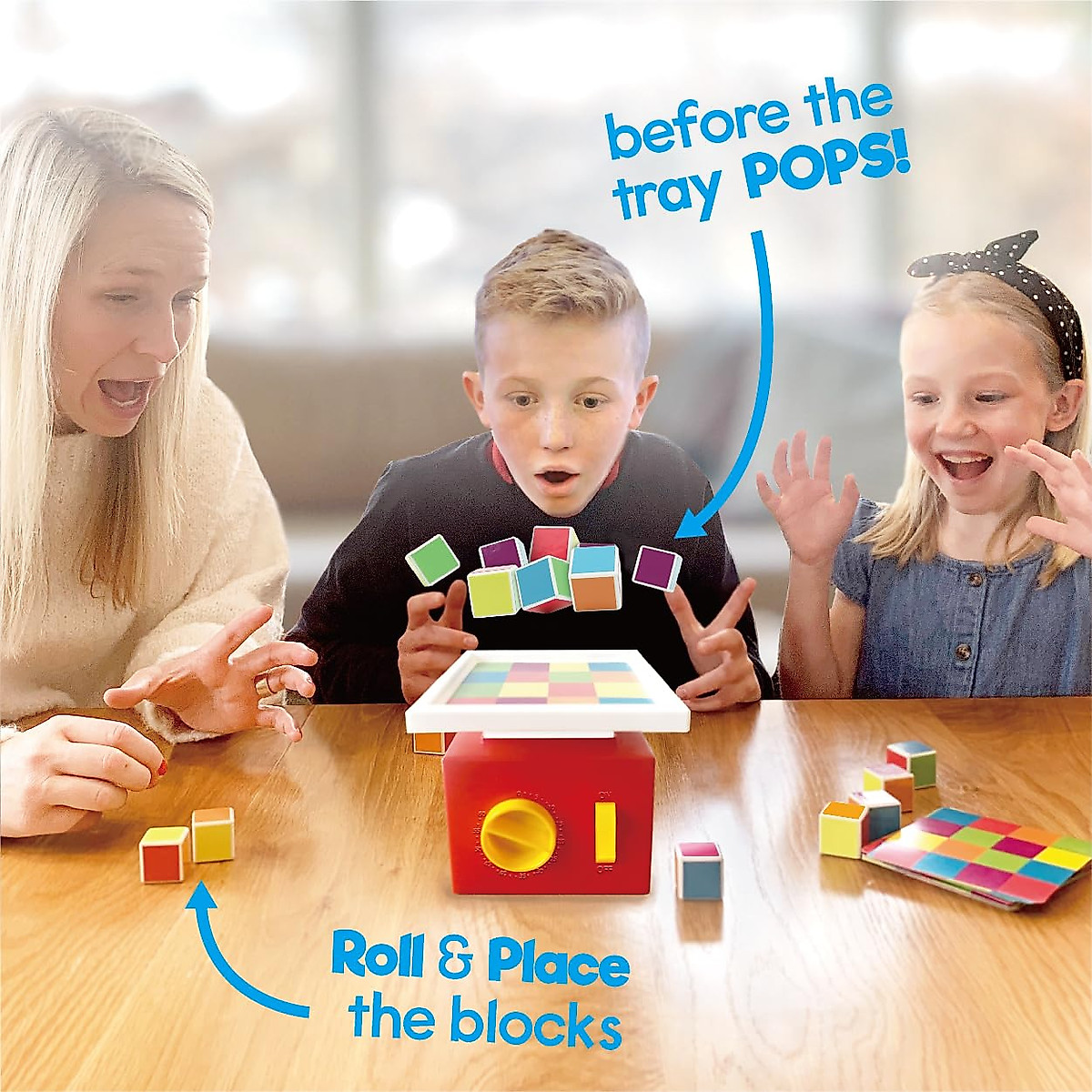 ROO GAMES Kaboom Blocks - Fast-Paced Matching and Building Game - for Ages 7+ - Board Game for Kids - Match and Build The Pattern Before The Board Pops!