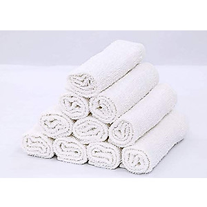 GOLD TEXTILES Pack of 120 Washcloth Kitchen Towels Cotton Blend (12x12 Inches) Commercial Grade, Machine Washable Cleaning Rags (120, White)…